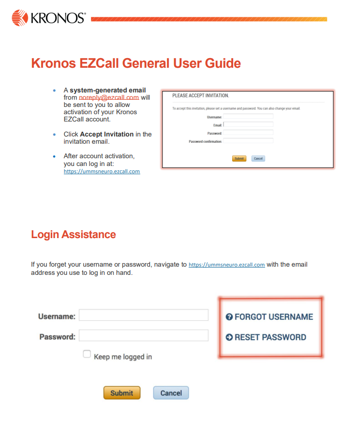 Kronos EZCall Use & Tipsheet — Resident Handbook