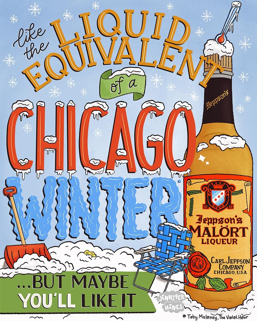 Malort Liqueur Lettering Art Print Illustrations - Alcohol Brand ...