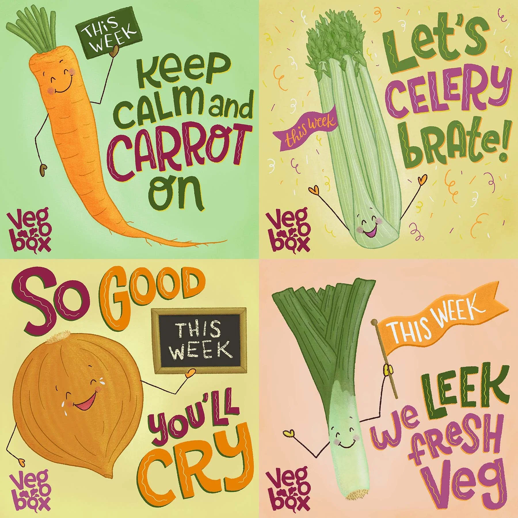 Food Pun Instagram Illustration Series - Social Media Art | Jennifer ...