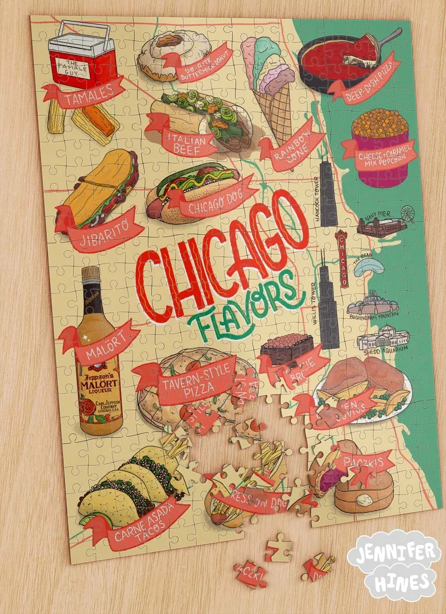 Chicago Foods Map Illustration - Food Illustration | Jennifer Hines ...