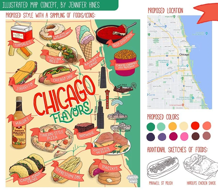 Chicago Foods Puzzle Illustration - Food Illustration | Jennifer Hines ...
