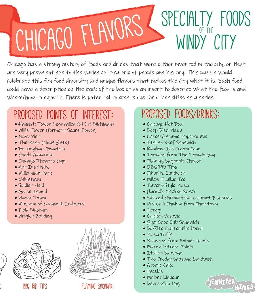 Chicago Foods Puzzle Illustration - Food Illustration | Jennifer Hines ...
