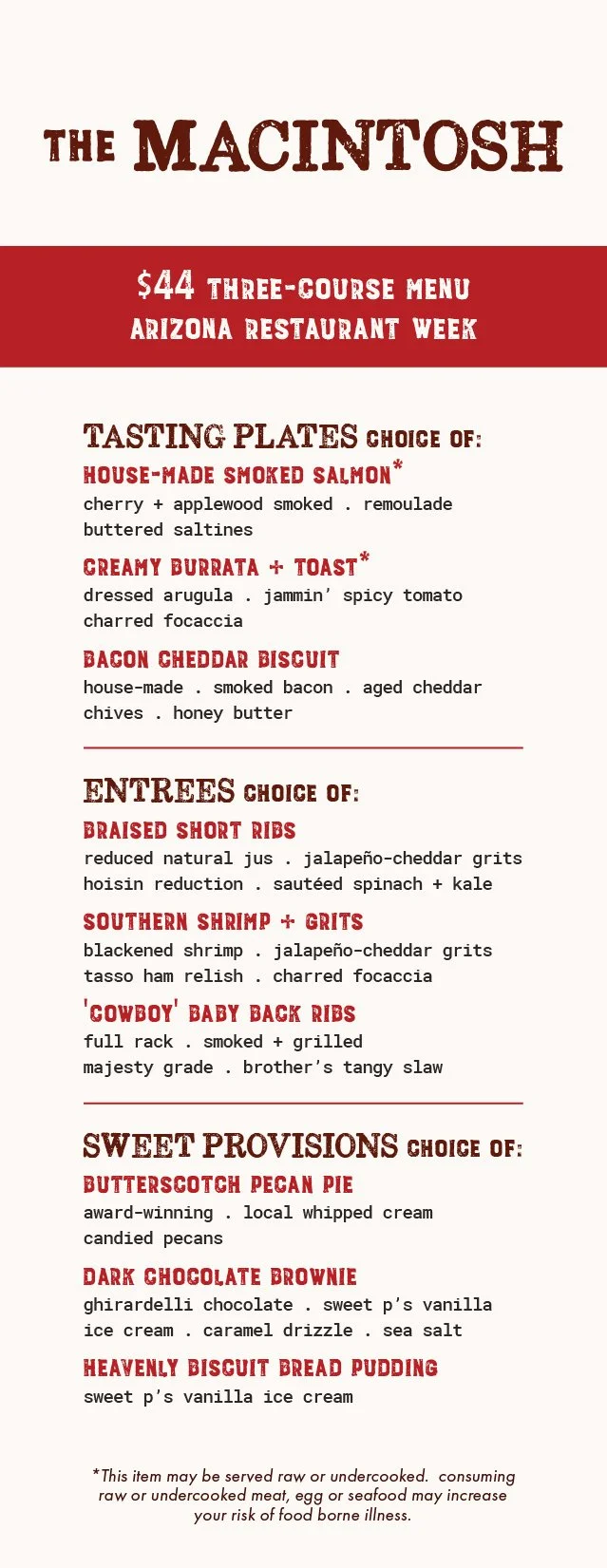 Arizona Restaurant Week — The Macintosh