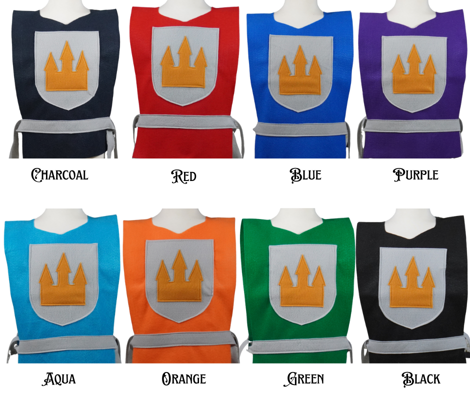 Charcoal Gray Knight Costume Tunic — Teatots Party Shop