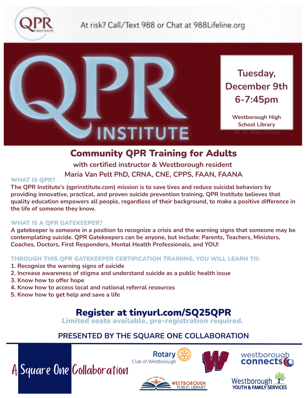 Community QPR Gatekeeper Training — Westborough Connects