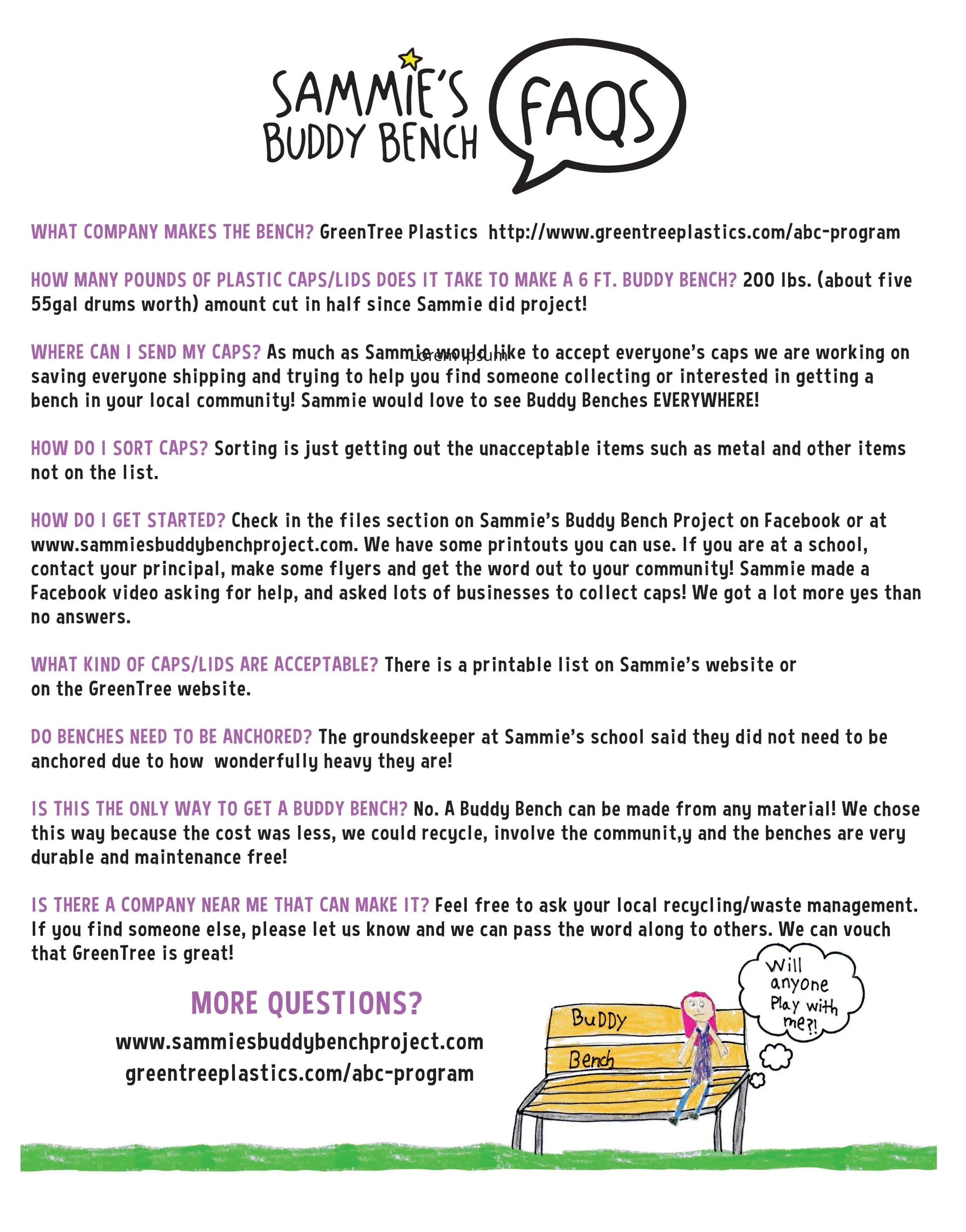 Sammie's Buddy Bench Project