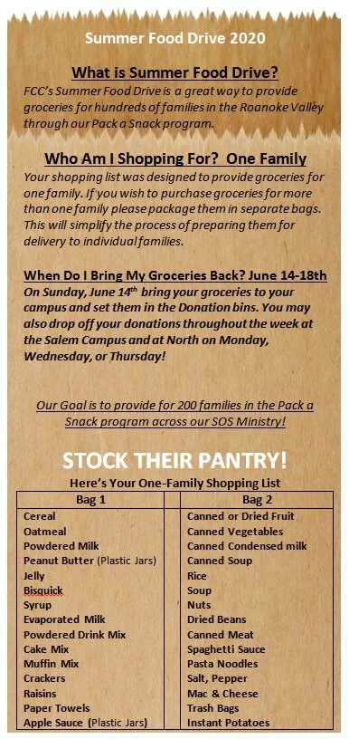 Summer Food Drive — Fellowship Community Church