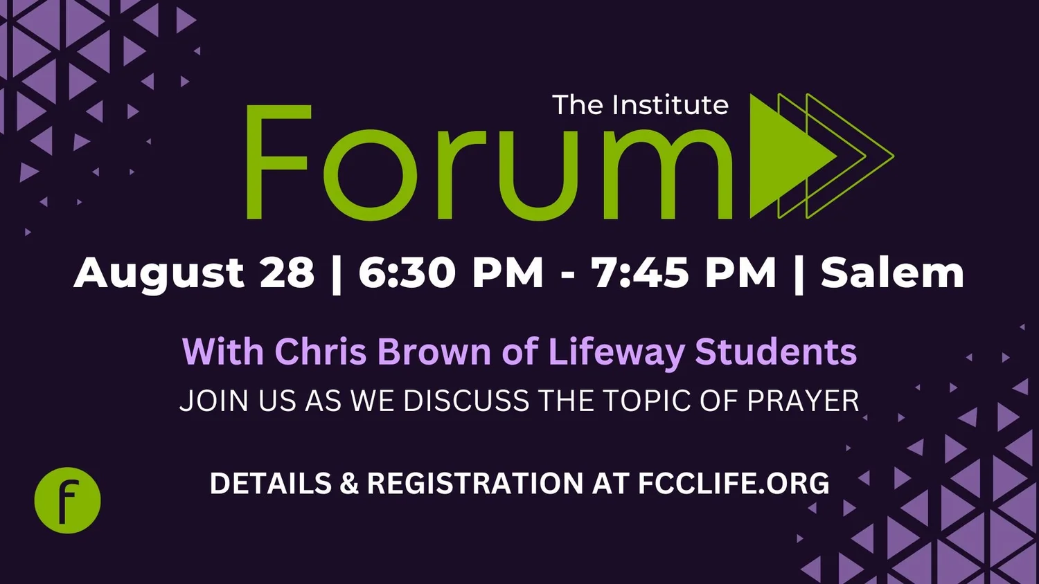 The Institute Forum — Fellowship Community Church