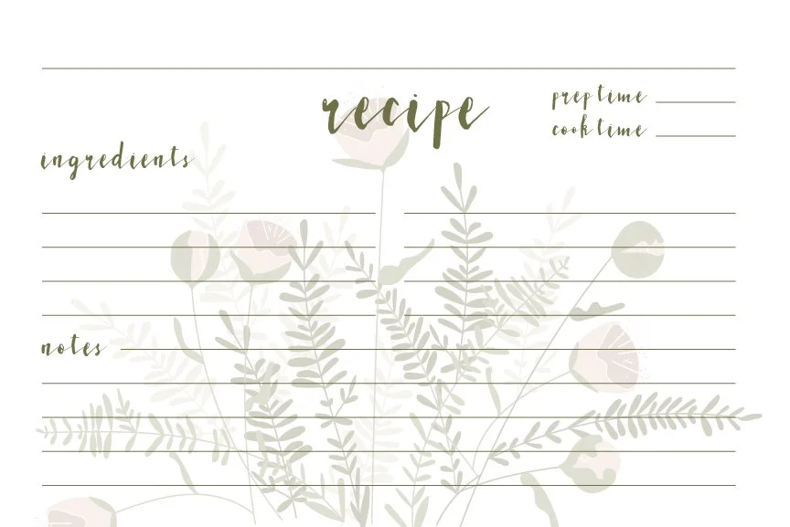 Printable Flower Bouquet Recipe Card — Second Nature Studio