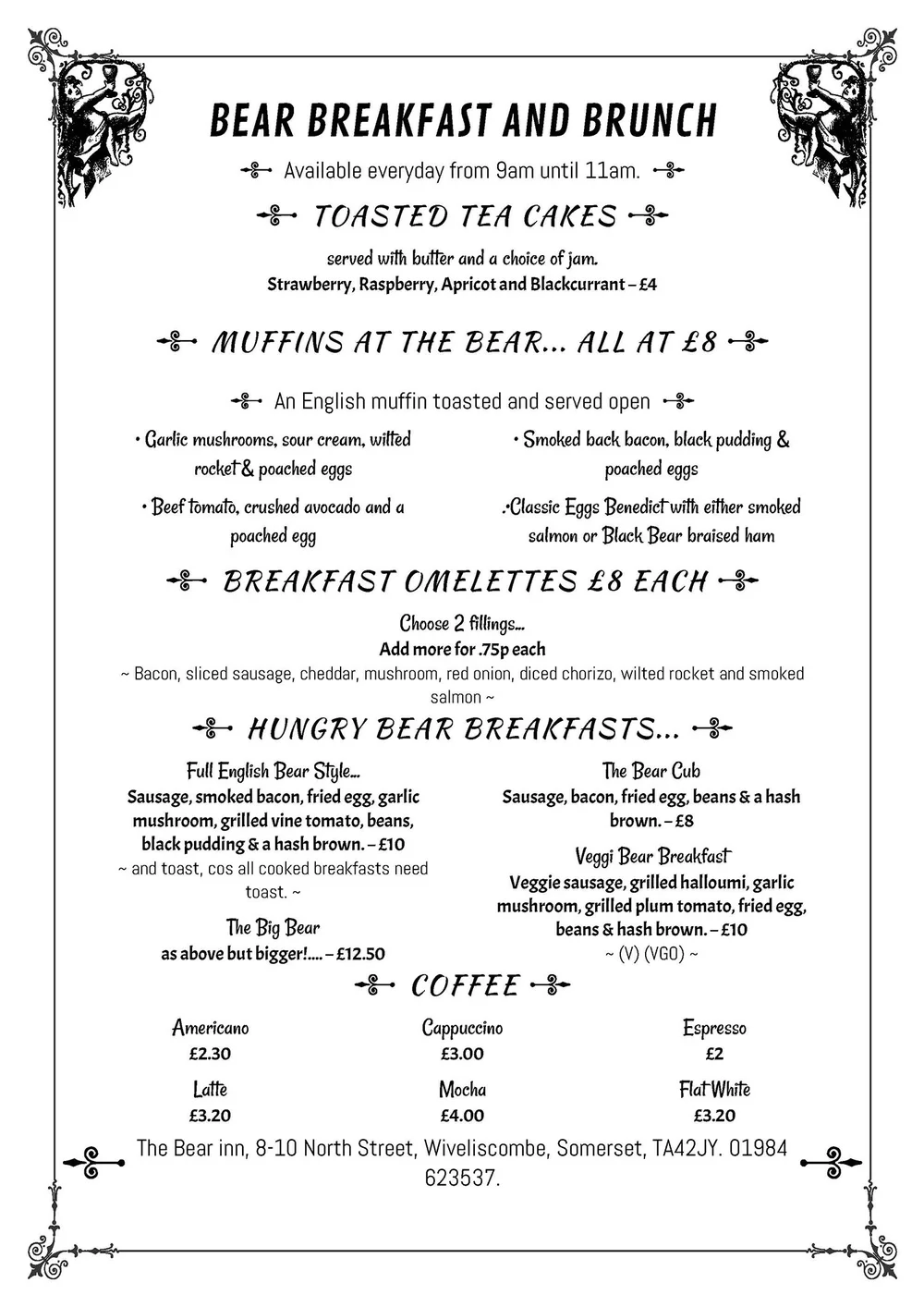 Menu — The Bear Inn
