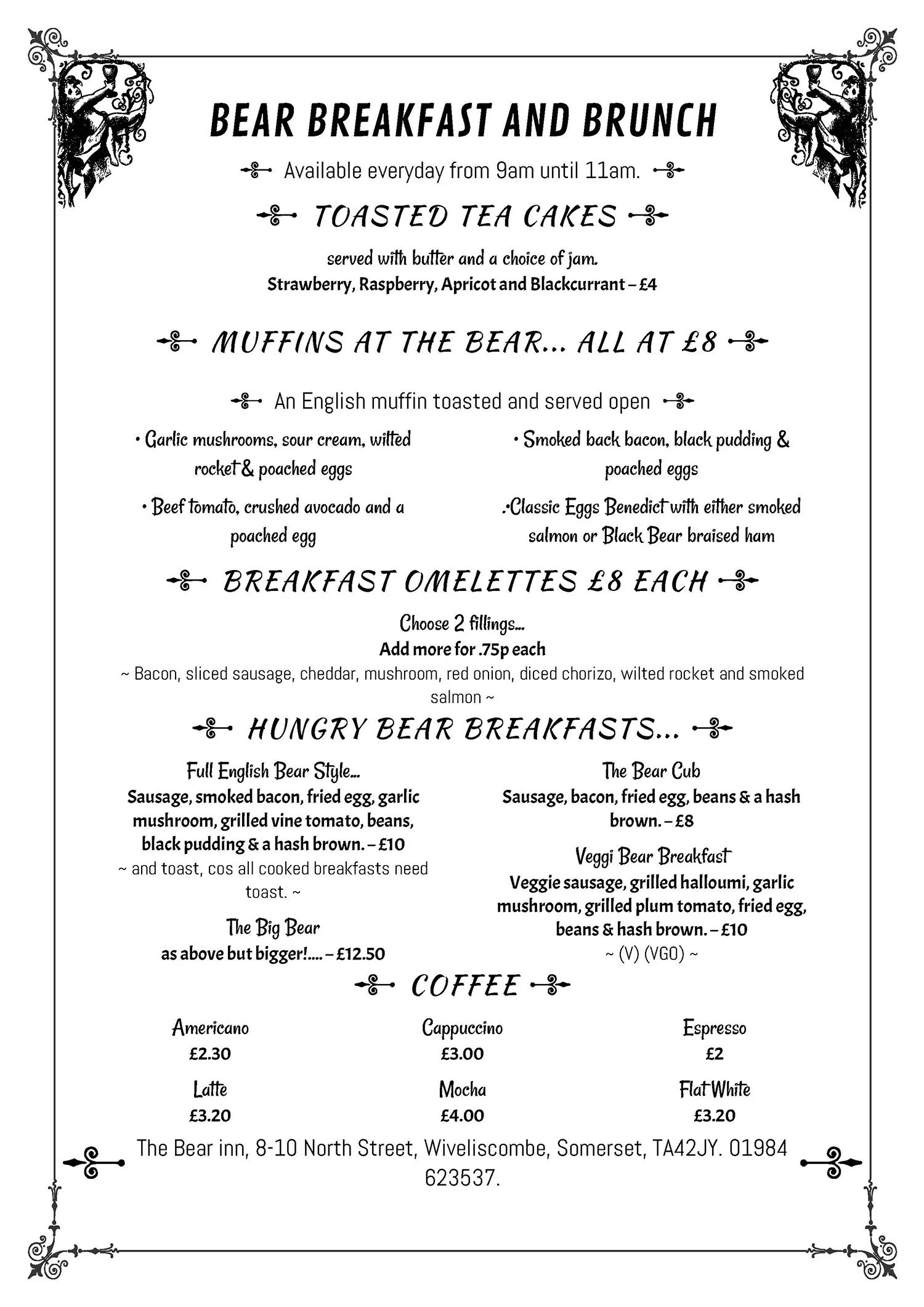 Menu — The Bear Inn