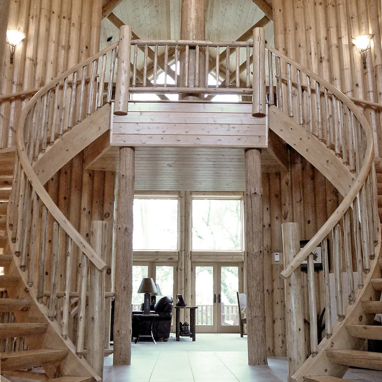 Logstairways - custom built log stairs, homes, railings, mantels