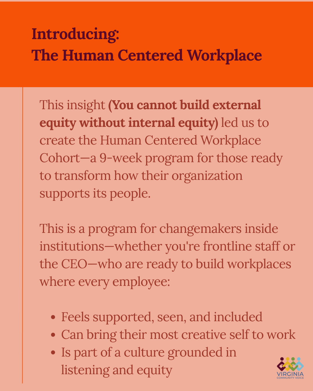 Human Centered Workplace — Virginia Community Voice