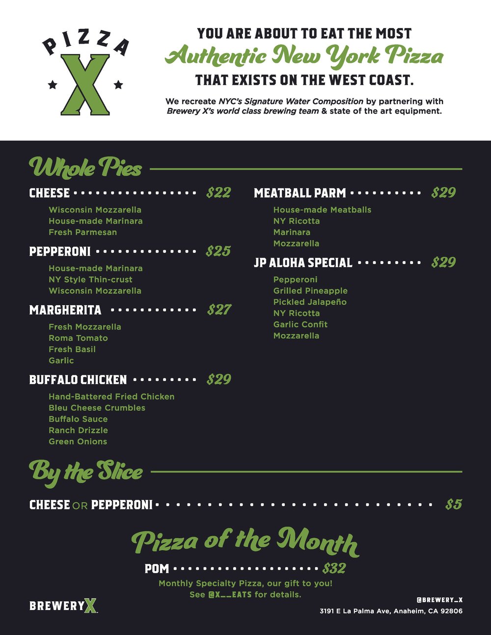 Menu — Brewery X