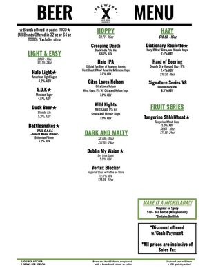 Menu — Brewery X