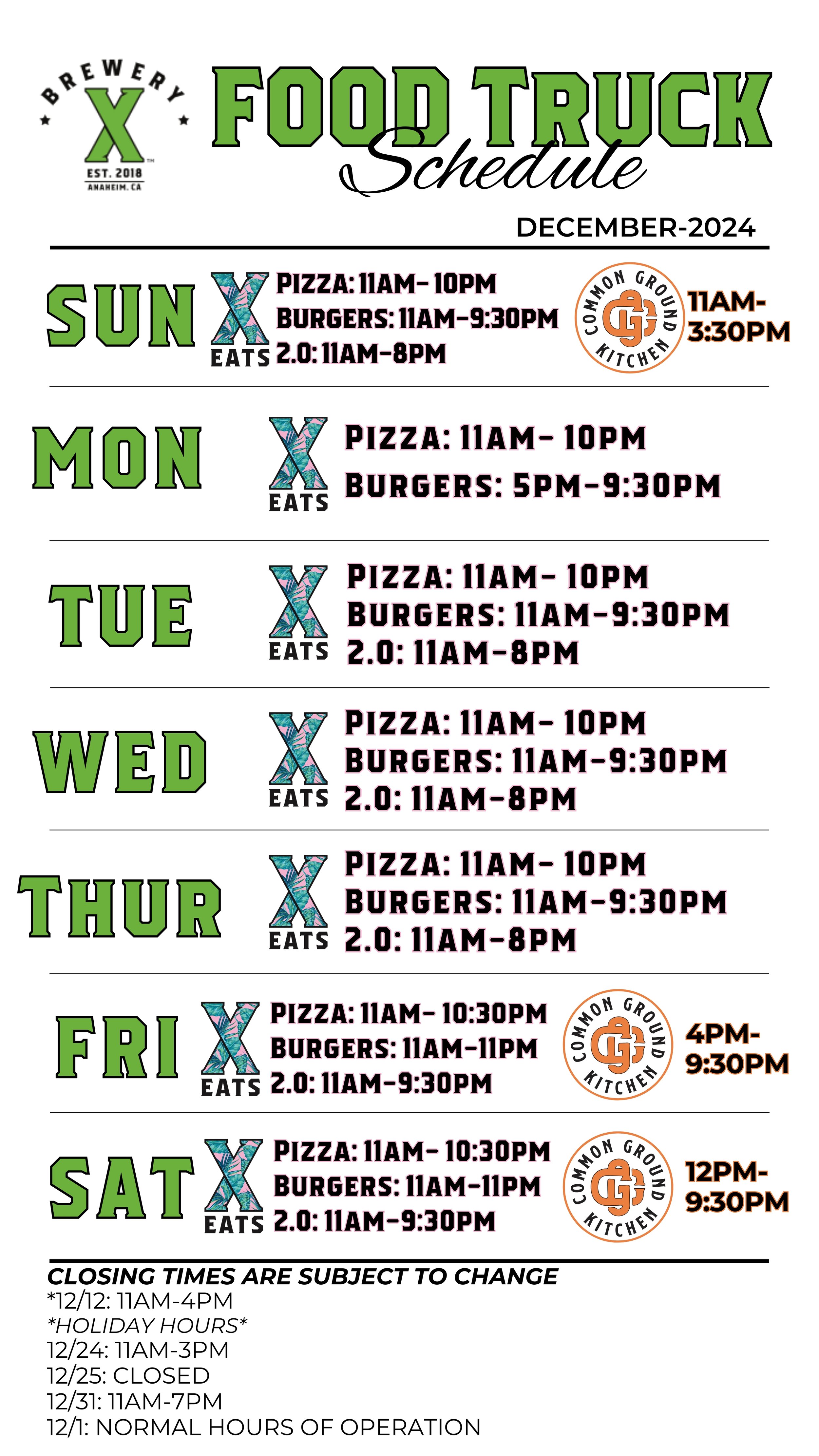 Food Menu — Brewery X