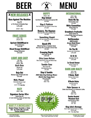 Menu — Brewery X