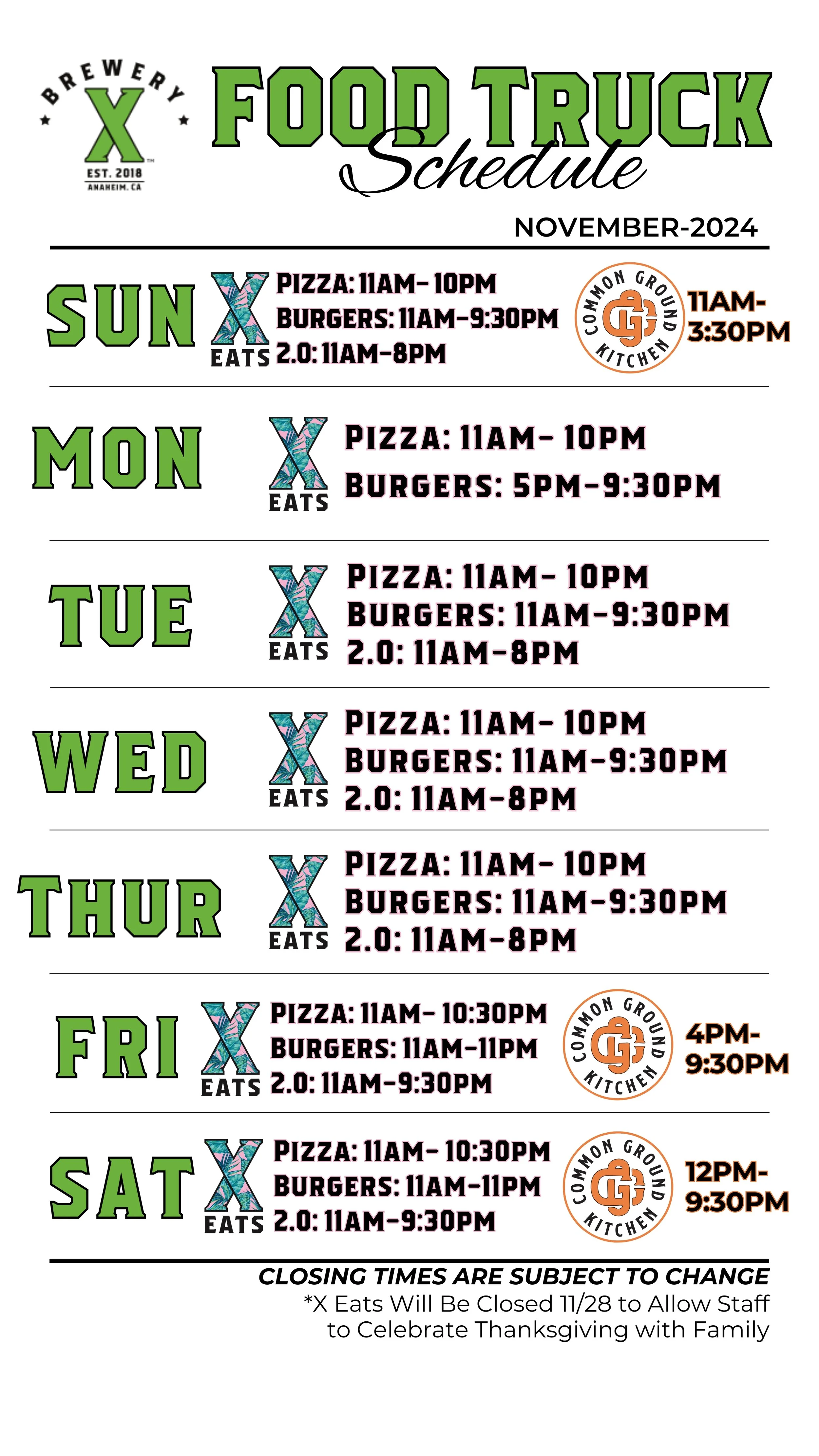 Food Menu — Brewery X