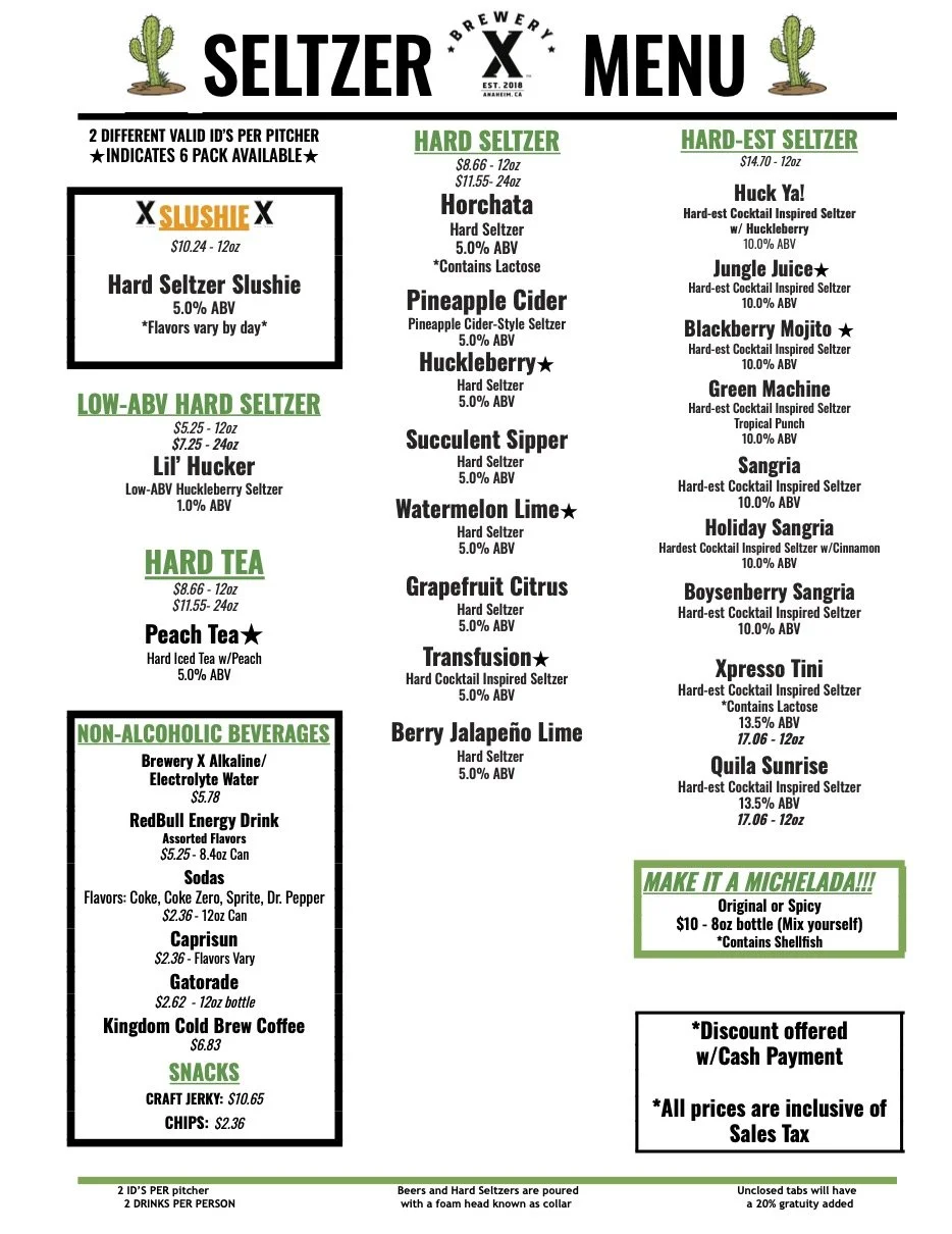 Drink Menu — Brewery X