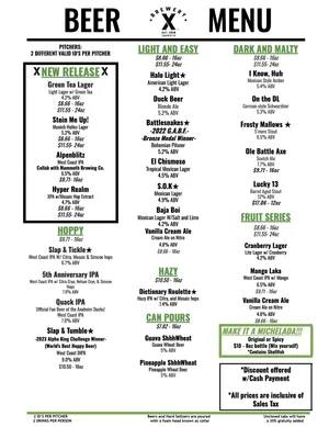 Drink Menu — Brewery X