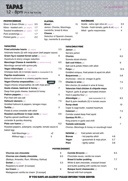 Tapas menu — Comida [food]