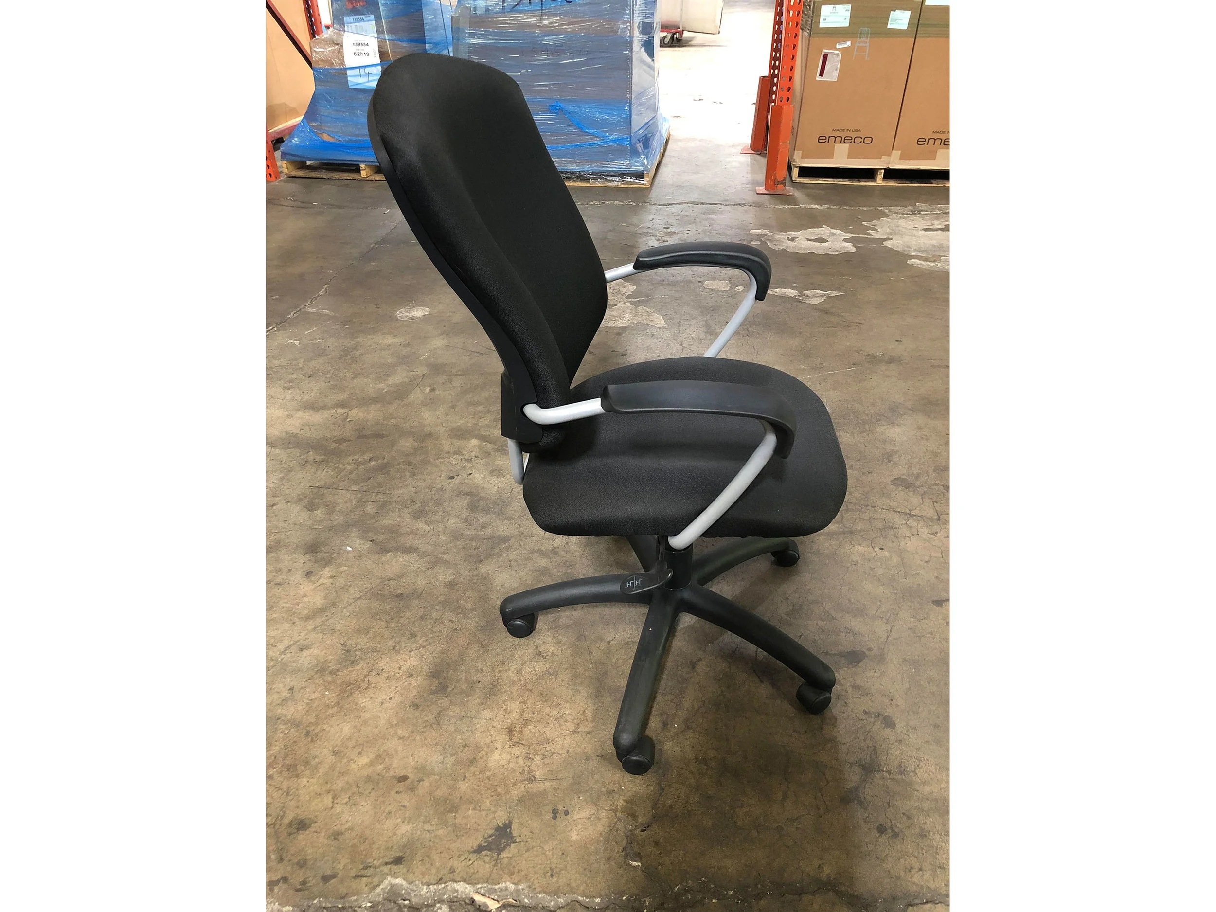 Blue Club Chair with Tablet Arm — Dynamic Office Services