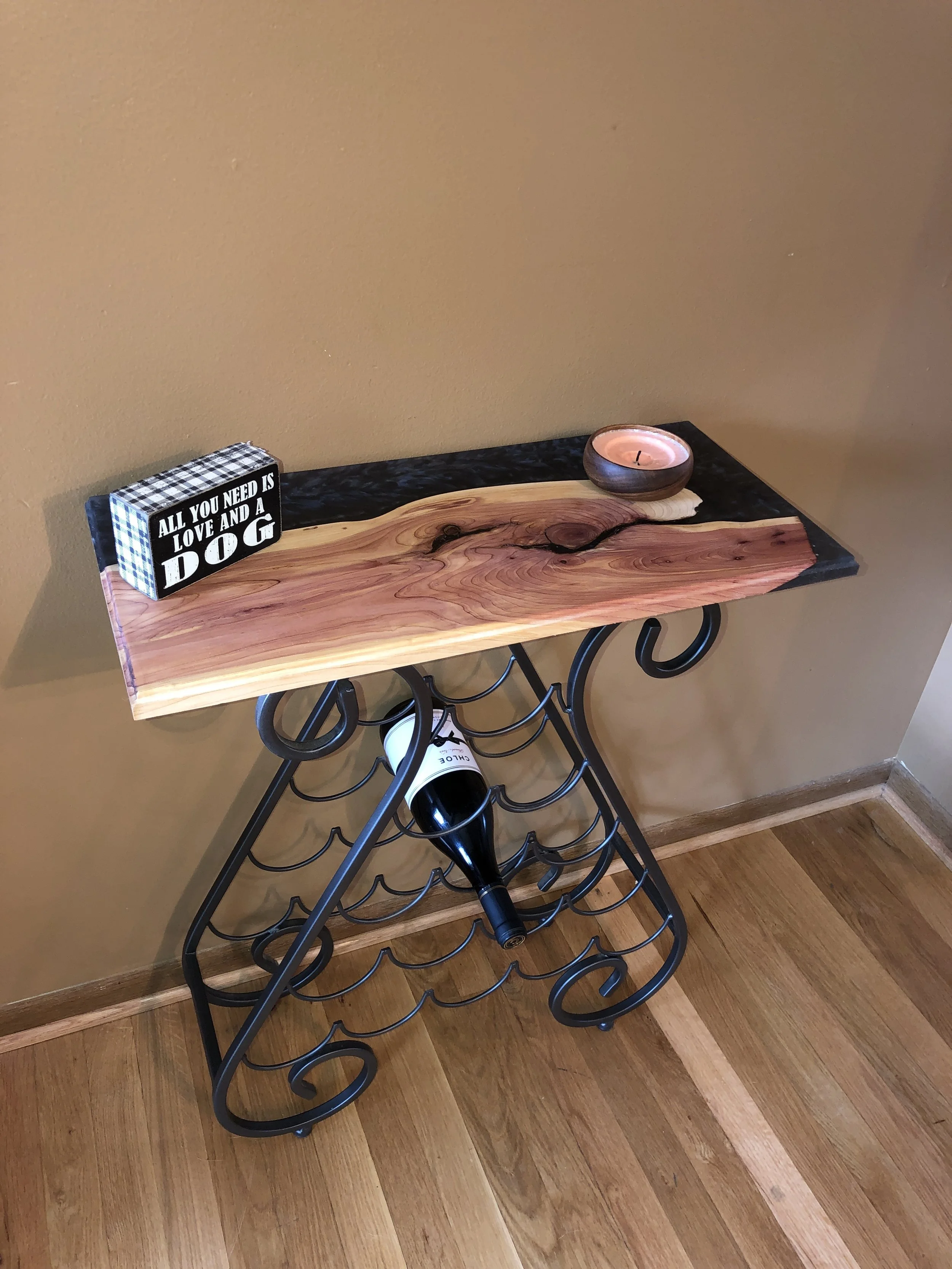 Red Cedar Wine Rack Table — Hunter Design Company