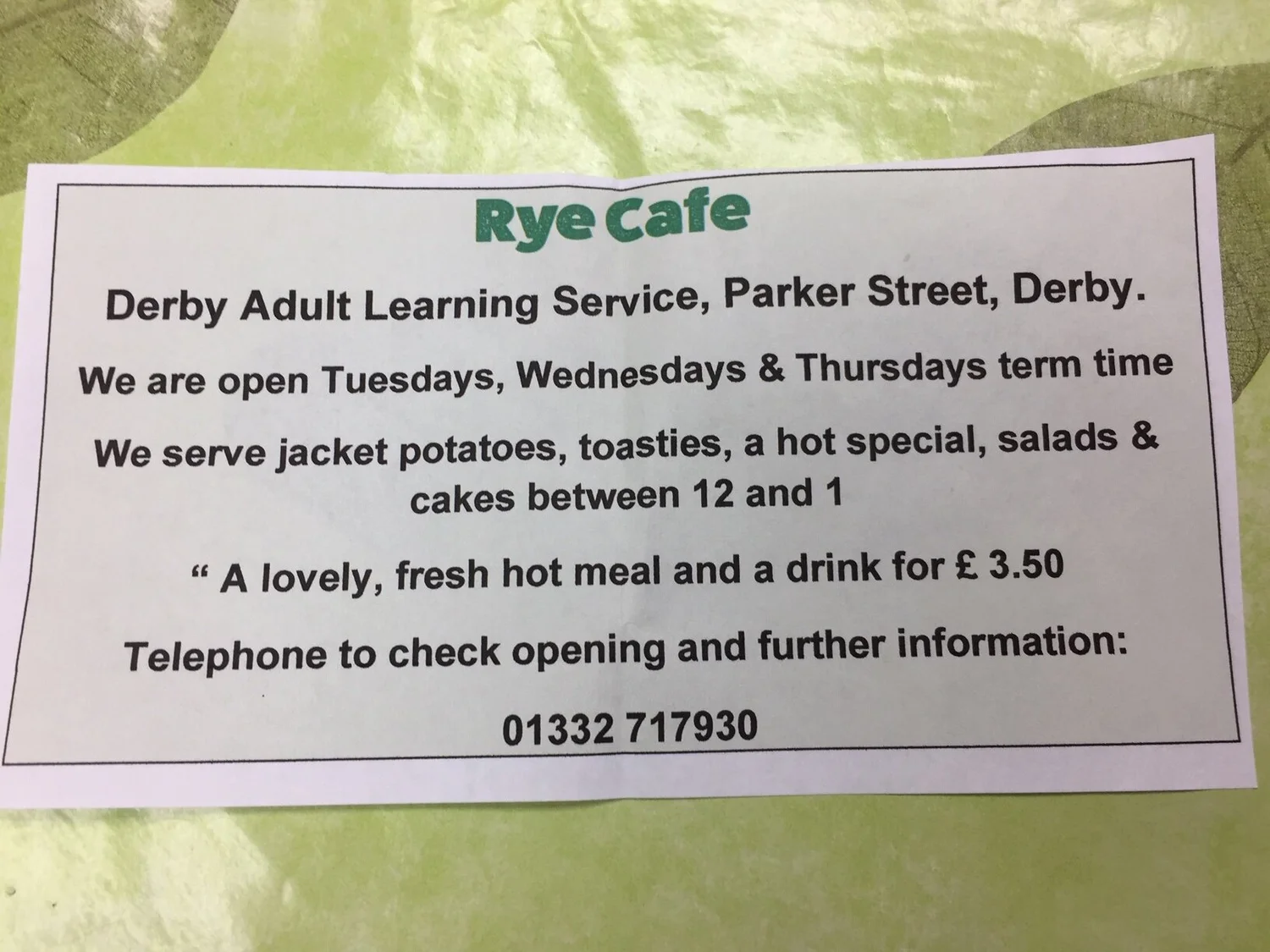 Rye Cafe — Six Streets