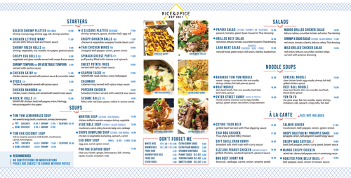 —MENU— — Rice & Spice Thai Cuisine