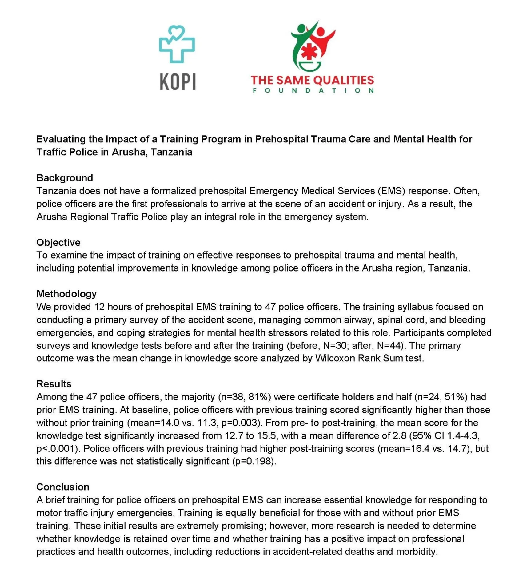 4th National NCD Scientific Conference in Mwanza, Tanzania — KOPI
