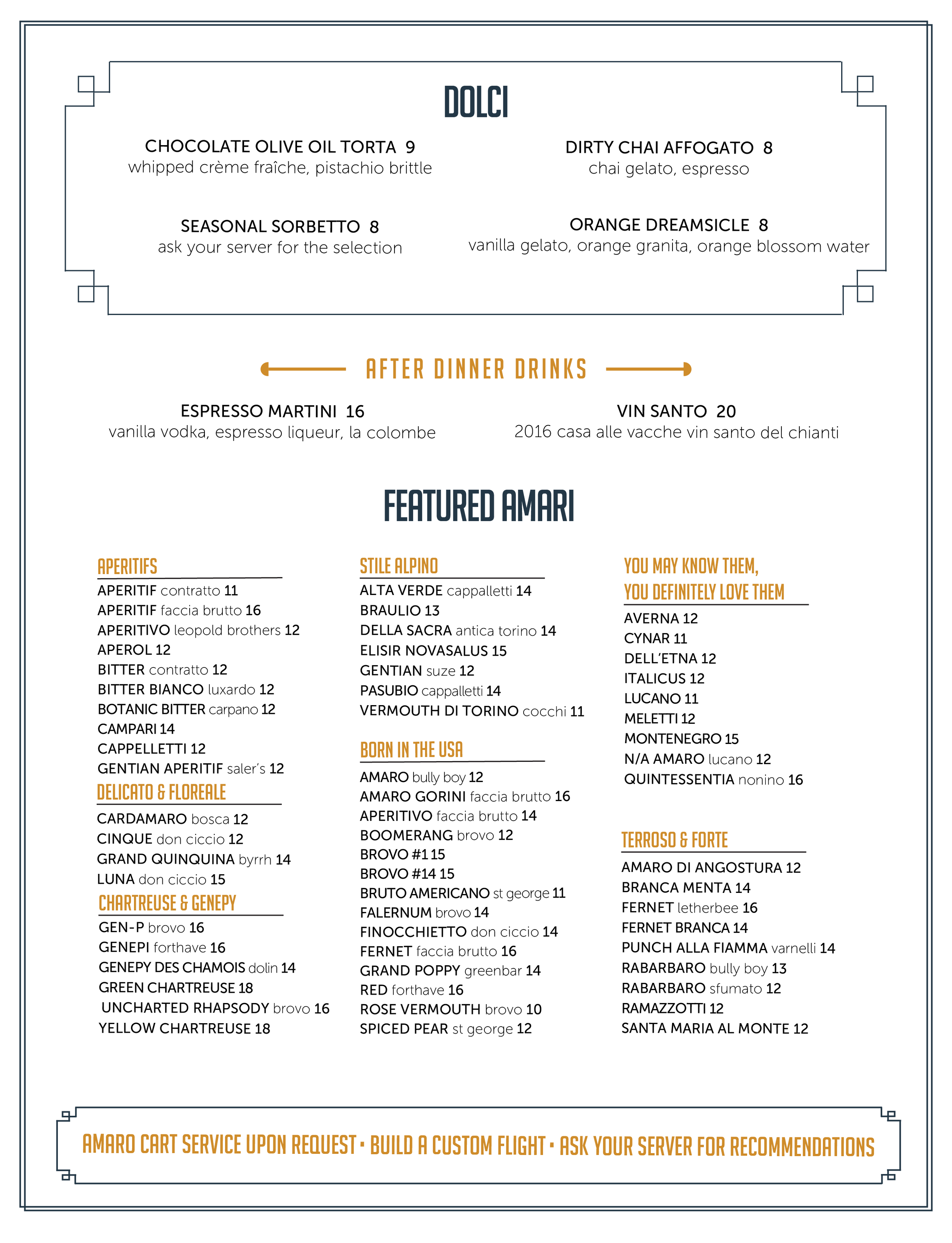 Menus — Fox & the Knife