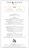 Menus — Fox & the Knife