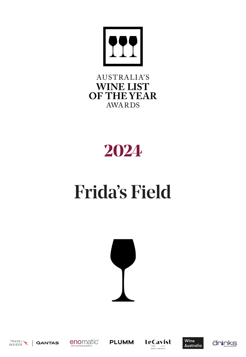 Award winning beverage list & pairings — Frida's Field Byron Bay ...