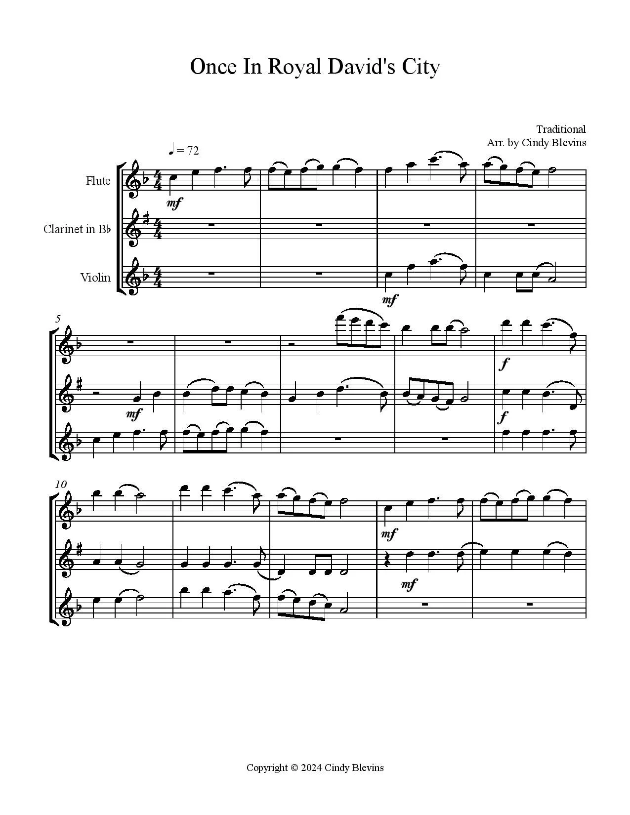 Once In Royal David's City — Cindy Blevins Music