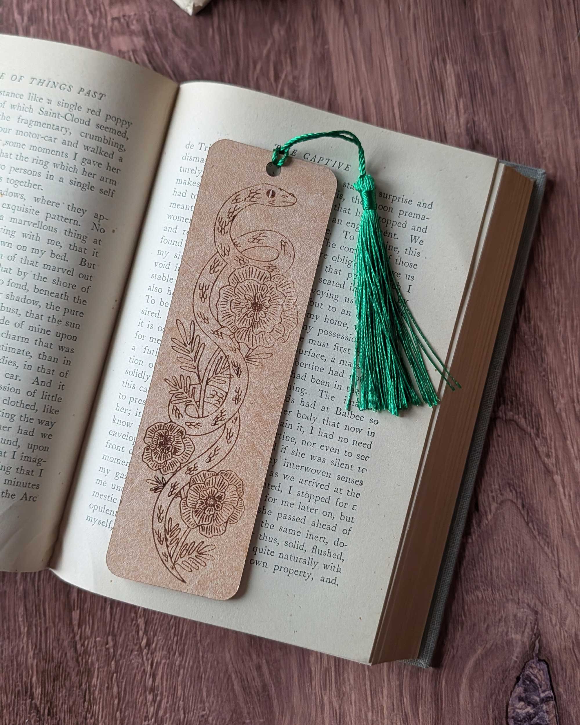 Floral Snake Leather Bookmark — Lathe and Quill