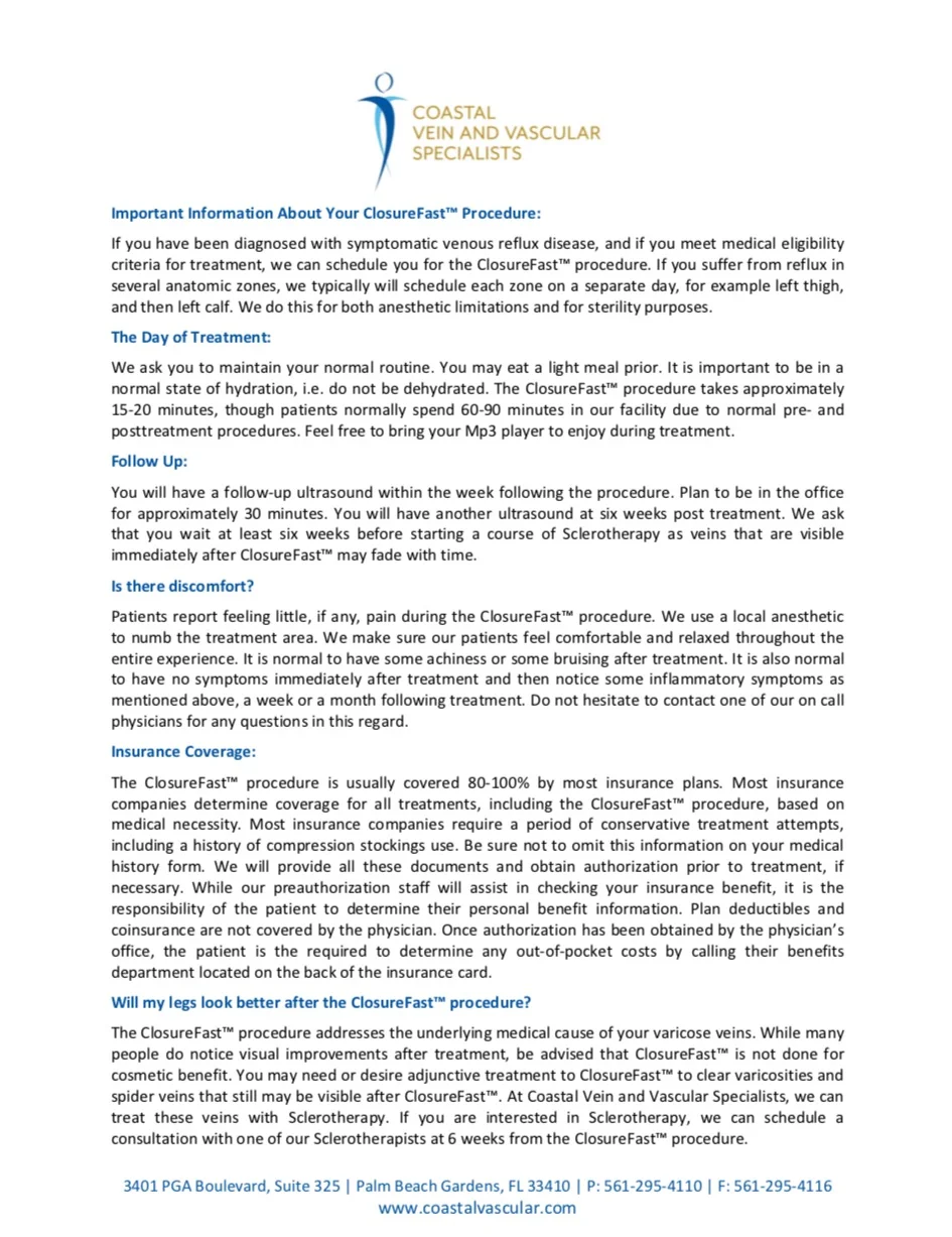 Patient Forms | Coastal Vein and Vascular Specialists