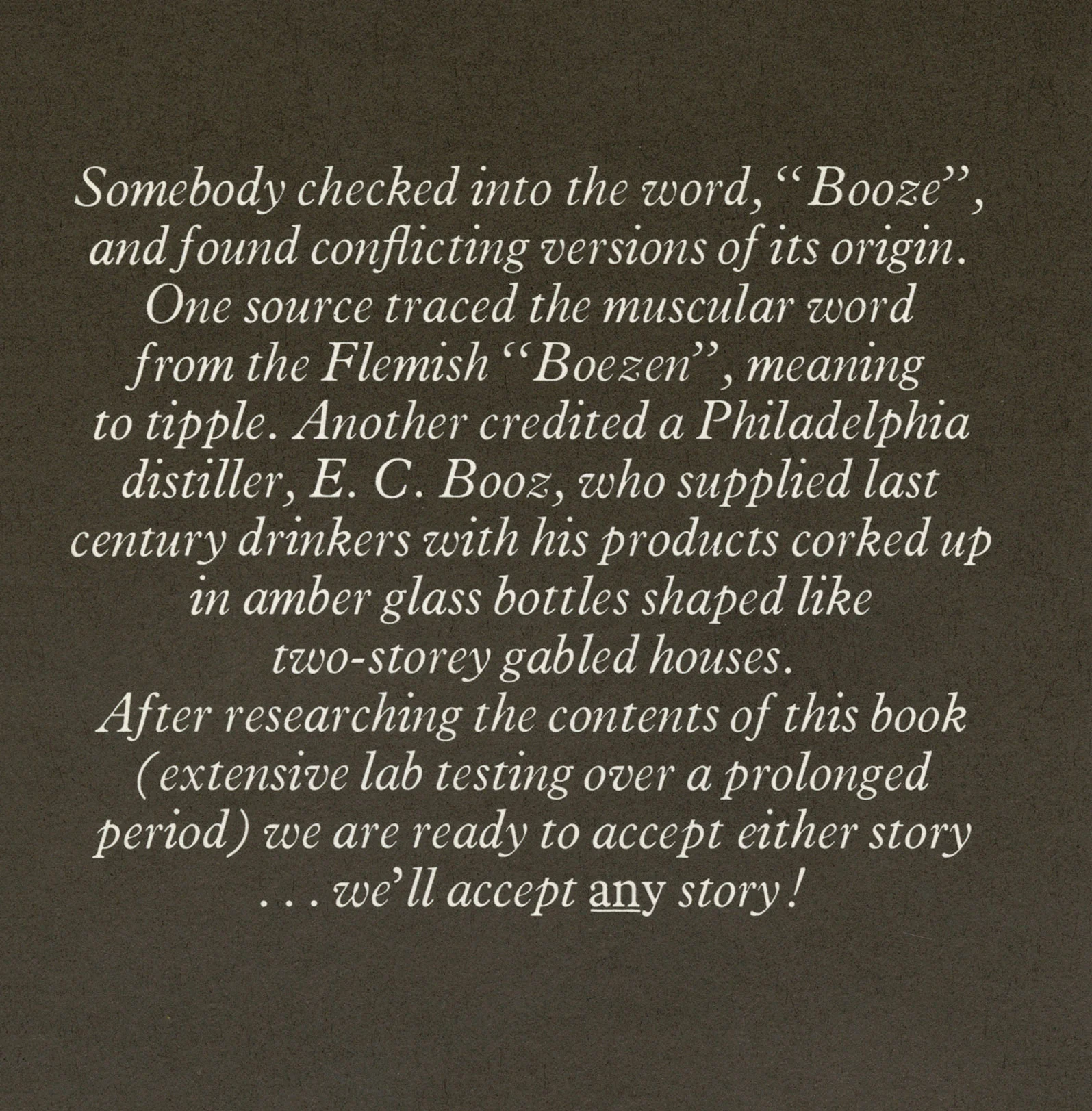 Booze — The Peculiar Manicule