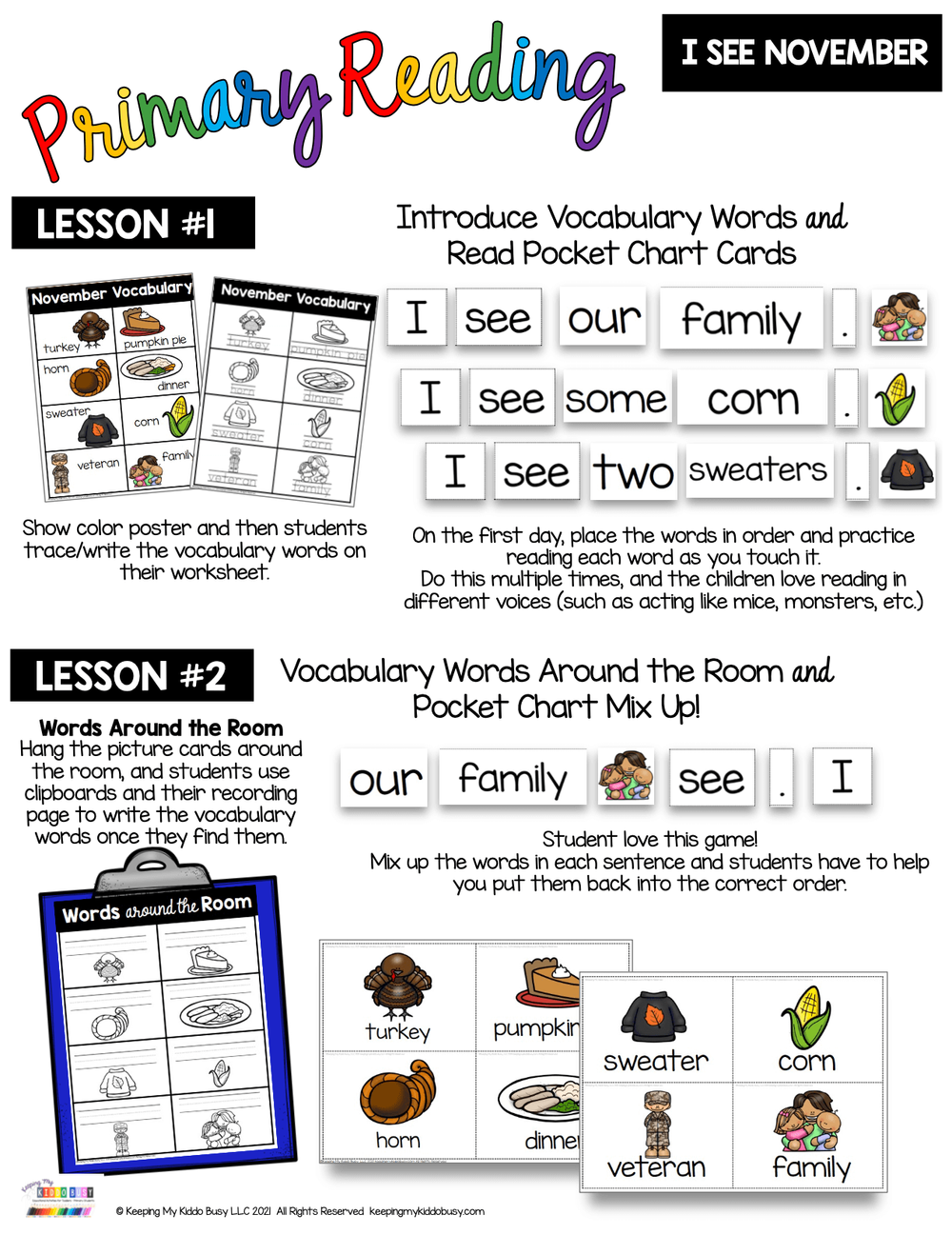 I See November Literacy Pack - Sight Words and Vocabulary — Keeping My ...