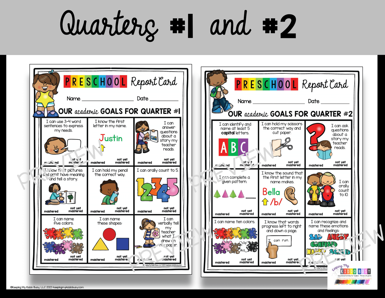 Preschool Report Card and Assessments FREE Download Parent Teacher ...