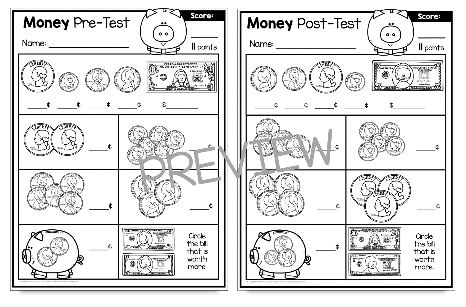 Dollars and Coins - Money Math for Kindergarten and First Grade ...
