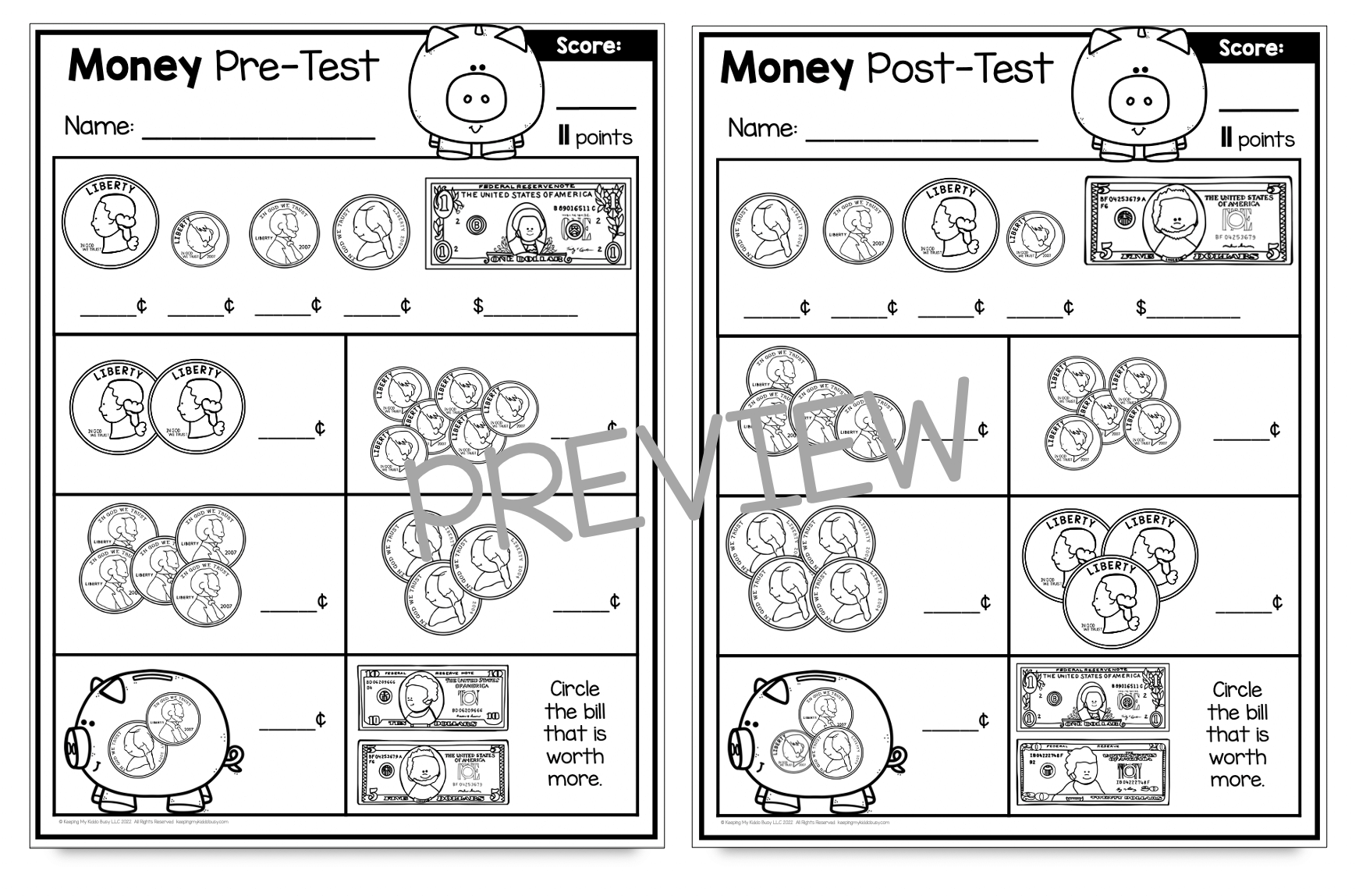 Dollars and Coins - Money Math for Kindergarten and First Grade ...