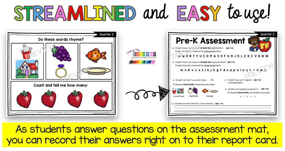 Pre-K Report Cards and Assessments FREE Download Transitional ...