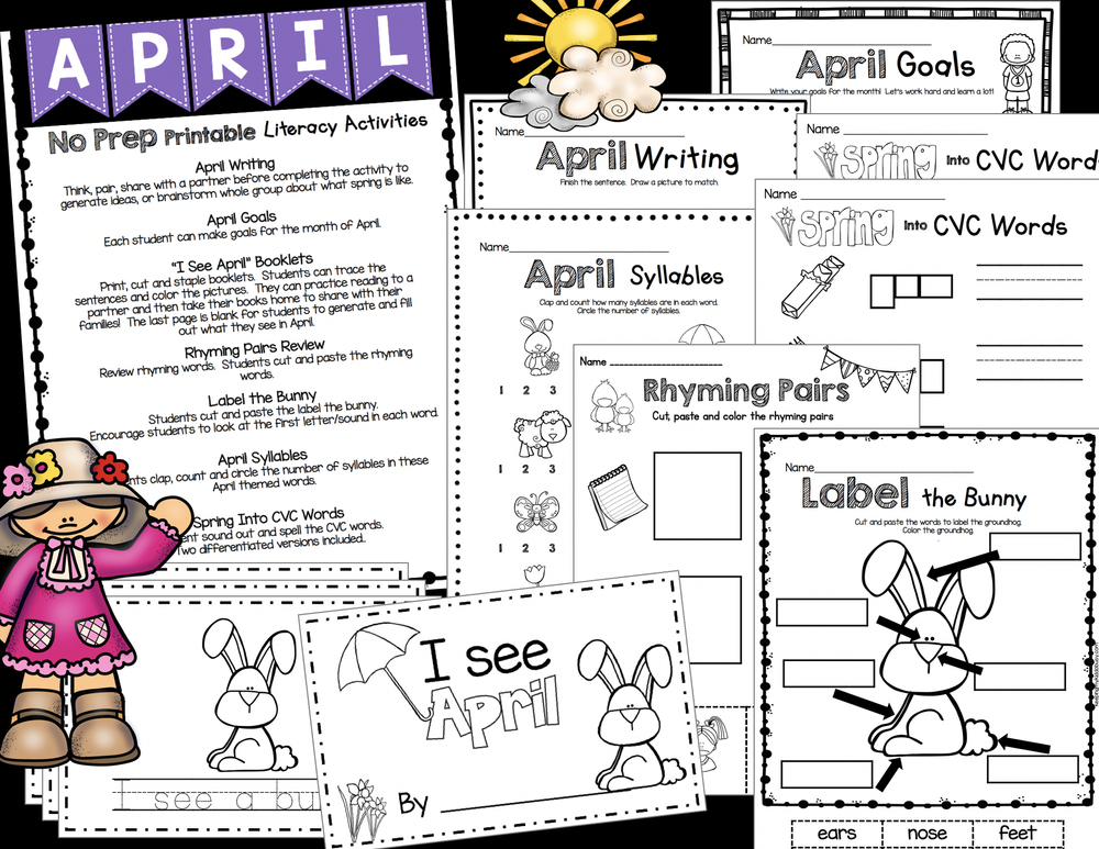 April in Kindergarten - FREE WORKSHEETS — Keeping My Kiddo Busy