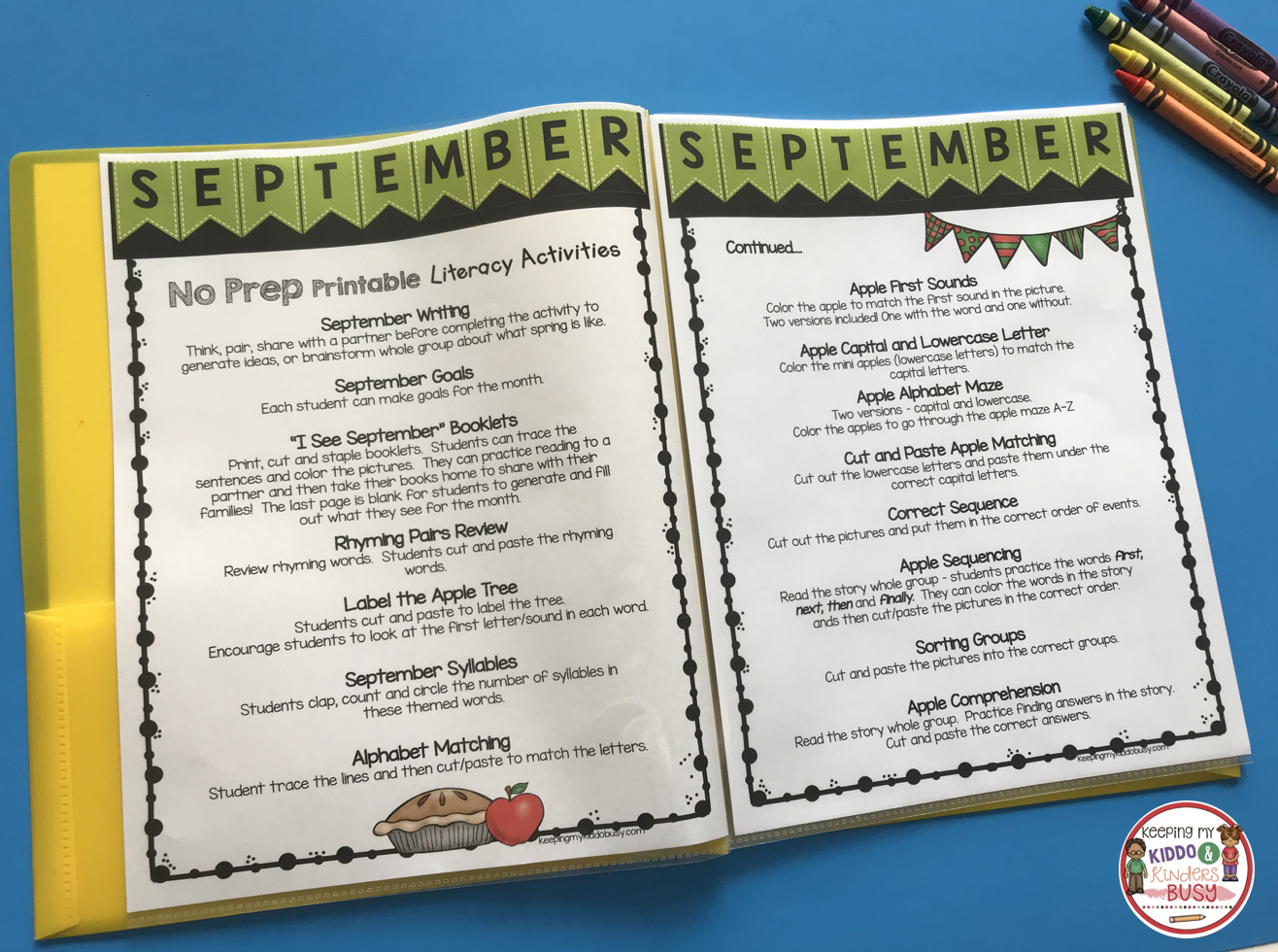 September Math and Literacy Pack - FREEBIES — Keeping My Kiddo Busy