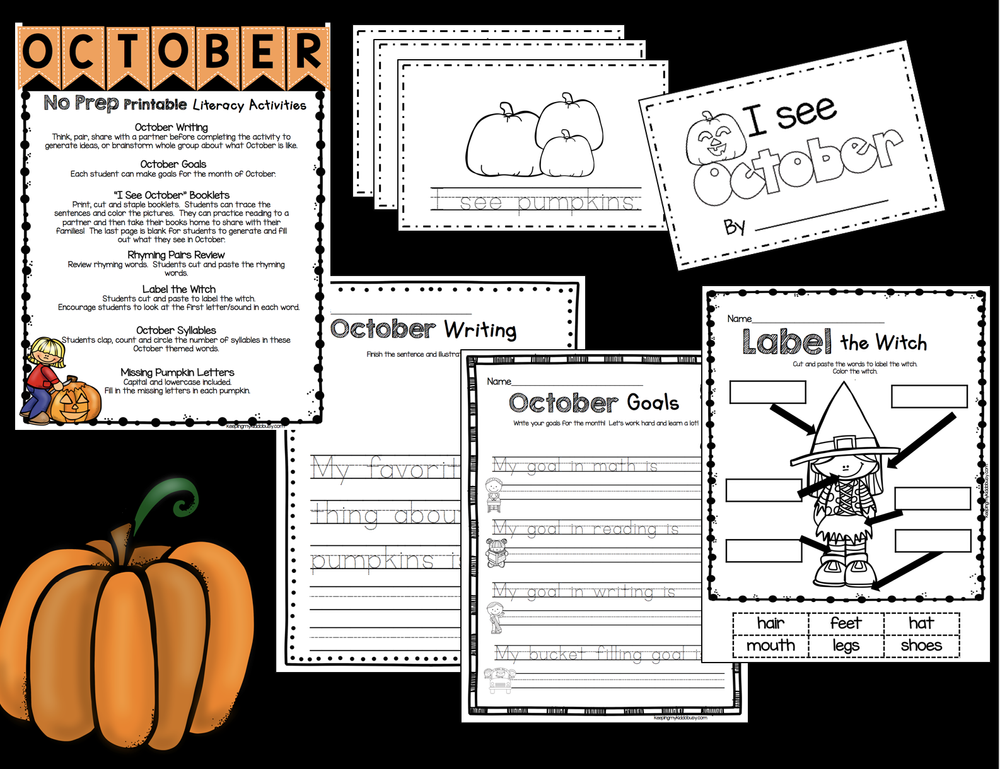 October Math and Literacy Pack - FREEBIES — Keeping My Kiddo Busy