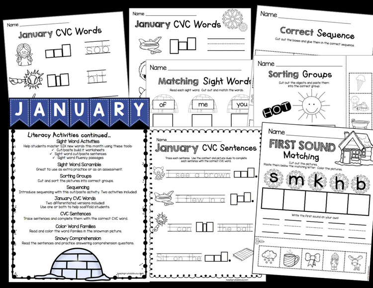 January No Prep Math & Literacy Pack - FREEBIES — Keeping My Kiddo Busy