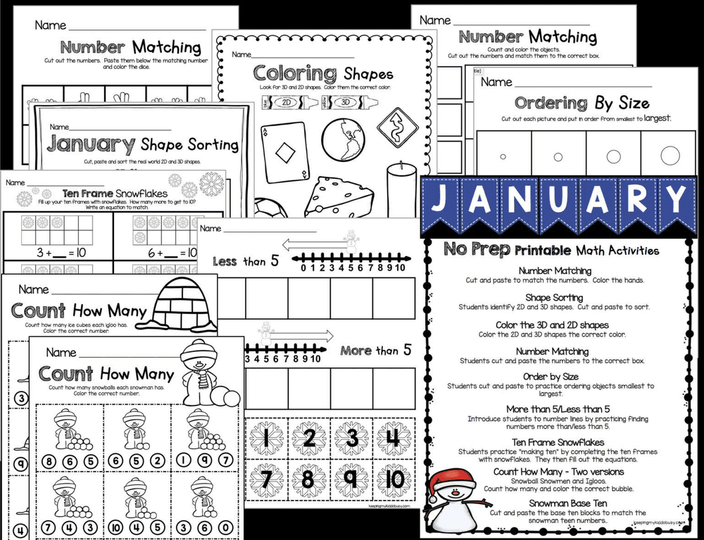 January No Prep Math & Literacy Pack - FREEBIES — Keeping My Kiddo Busy