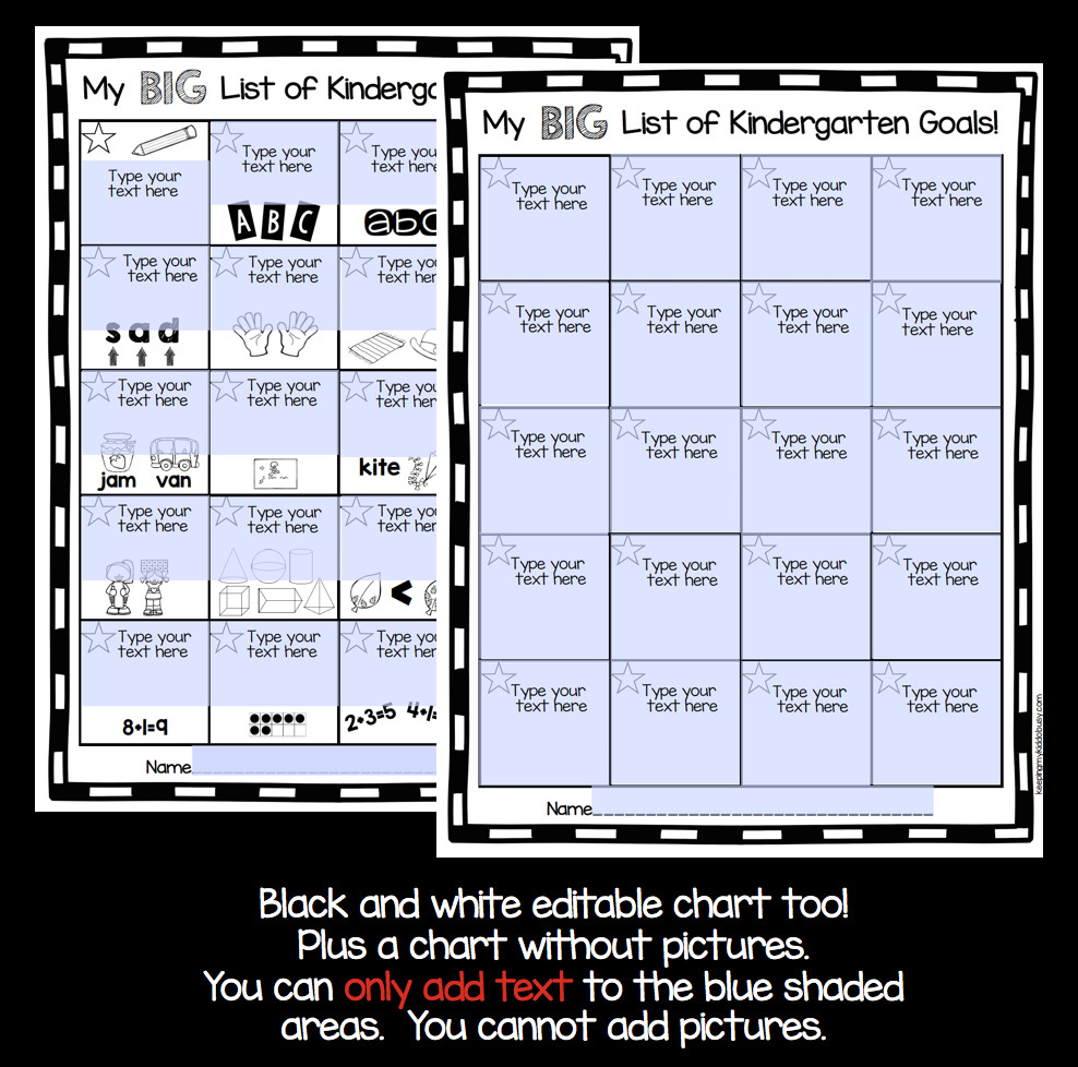 Kindergarten Goal Chart - FREEBIE — Keeping My Kiddo Busy
