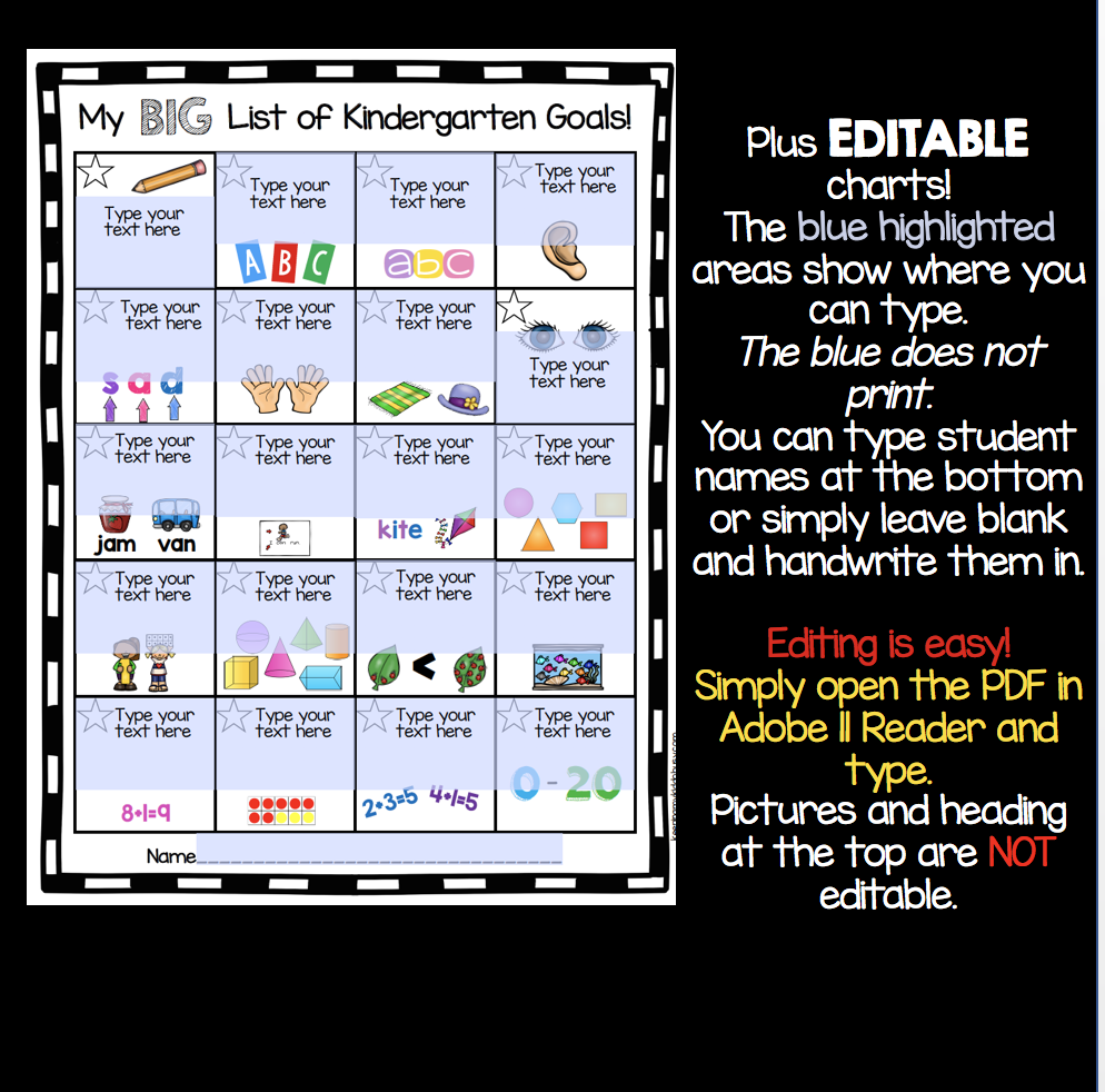 Kindergarten Goal Chart - FREEBIE — Keeping My Kiddo Busy