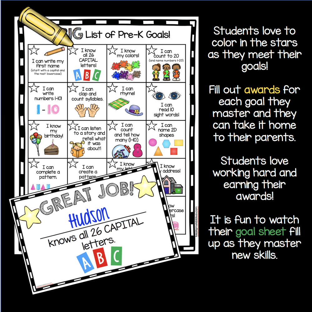 Pre-K Goals Chart - FREEBIE — Keeping My Kiddo Busy